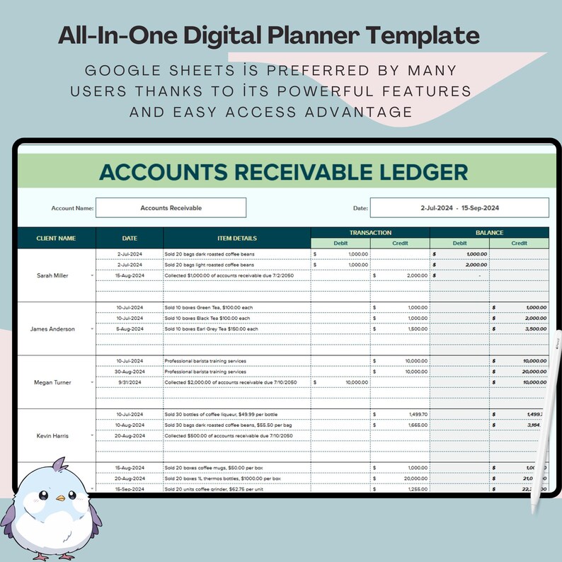 Business Receivables Ledger, Invoice Payment Tracker, Google Sheets ...