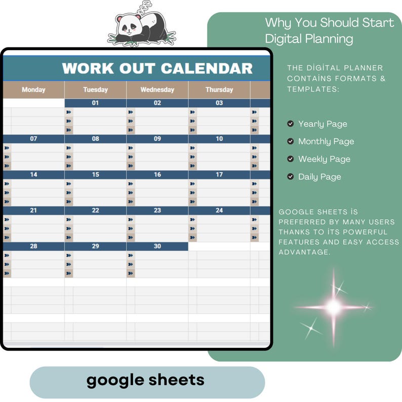 Editable Workout Calendar Template: Google Sheets Fitness Tracker ...