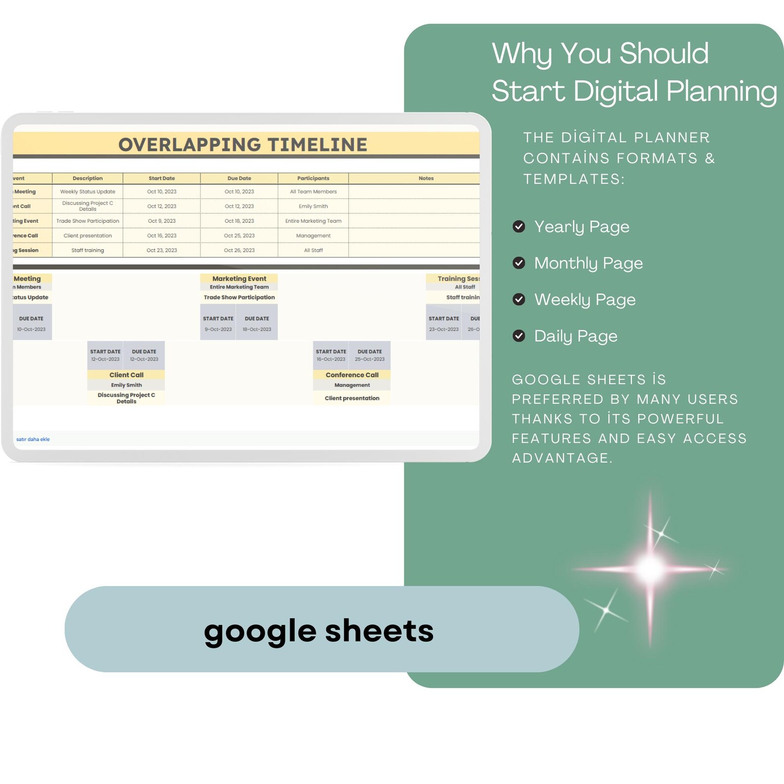 Overlapping Timeline Template, Digital Download, Editable, Easy to Use ...
