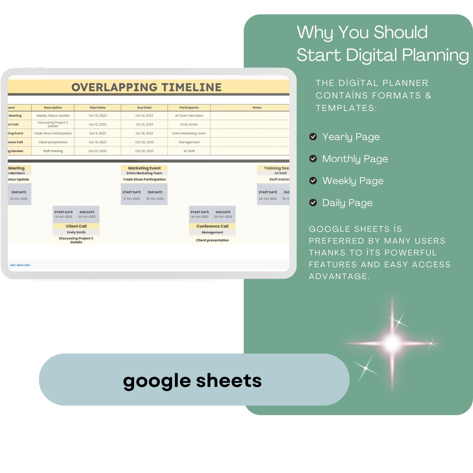 Overlapping Timeline Template, Digital Download, Editable, Easy to Use ...