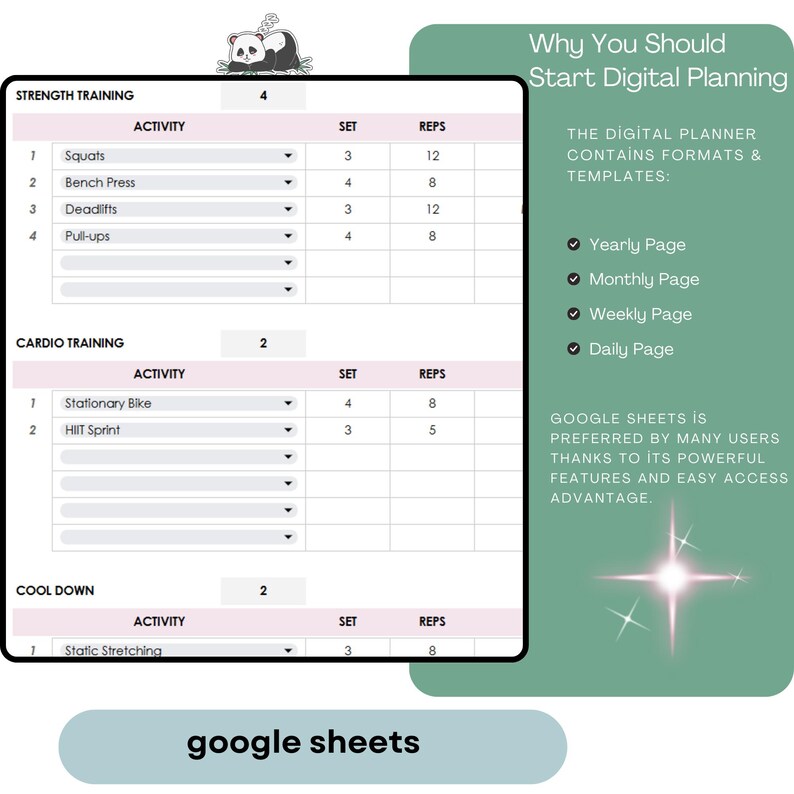 Gym Workout Template, Editable Google Sheets Planner, Fitness Tracker ...