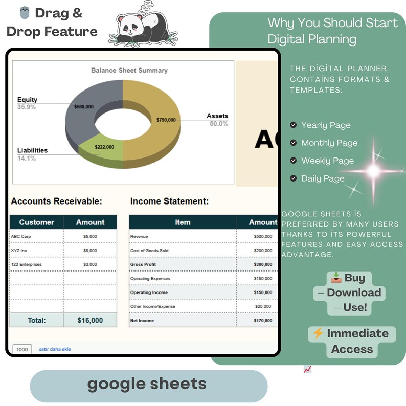 Accrual Accounting Template for Small Business, Google Sheets Editable ...