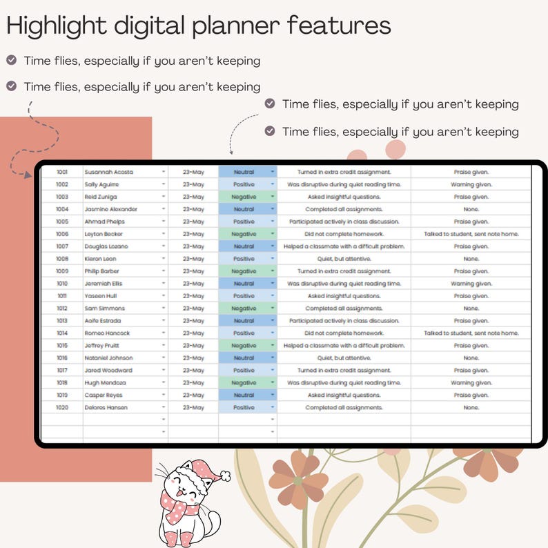 Classroom Behavior Tracker Template for Teachers | Editable Google ...