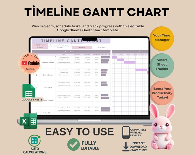 Project Timeline Sheet | A5 Printable Planner Inserts | Work Schedule ...