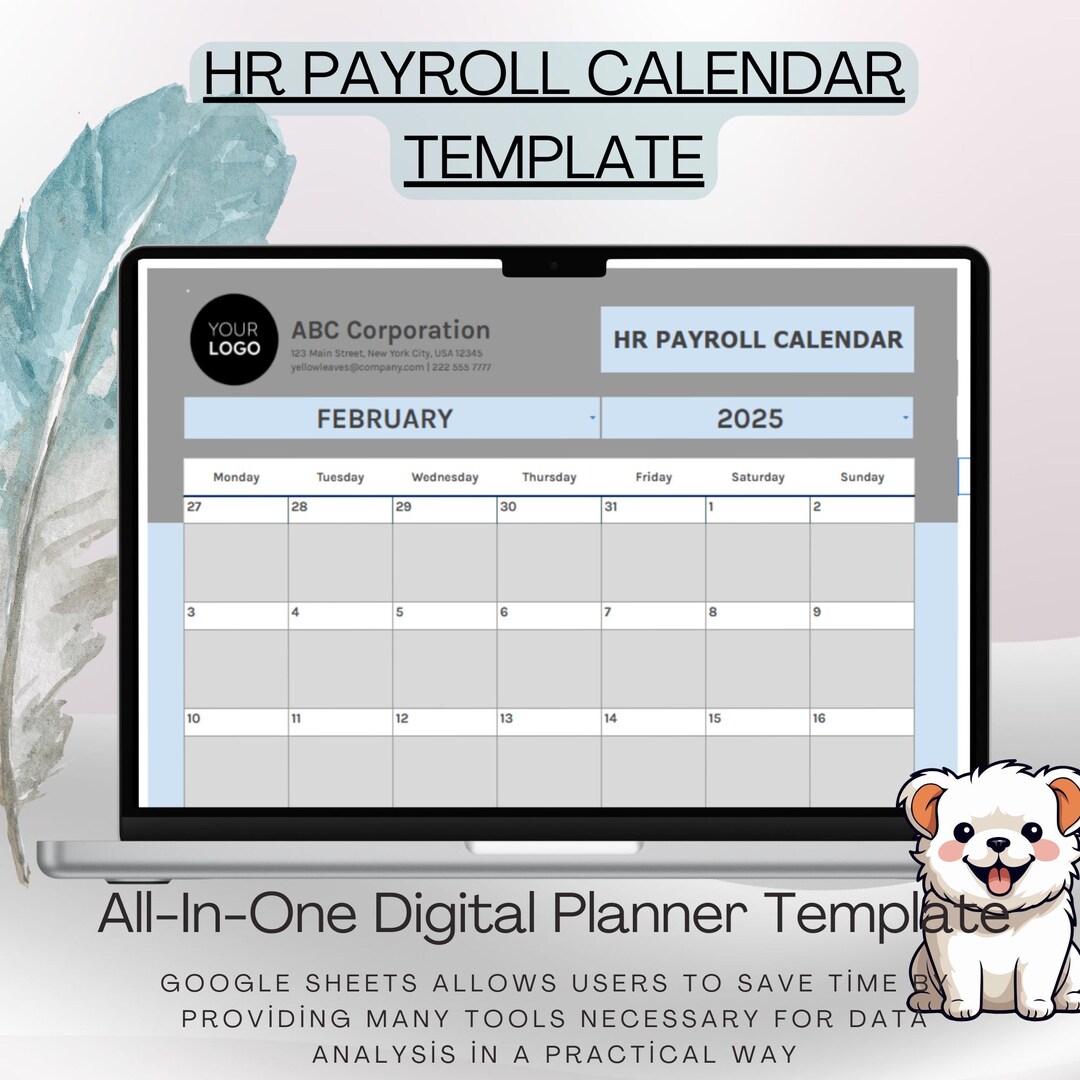 HR Payroll Calendar Template, Editable Digital Download for Tracking ...