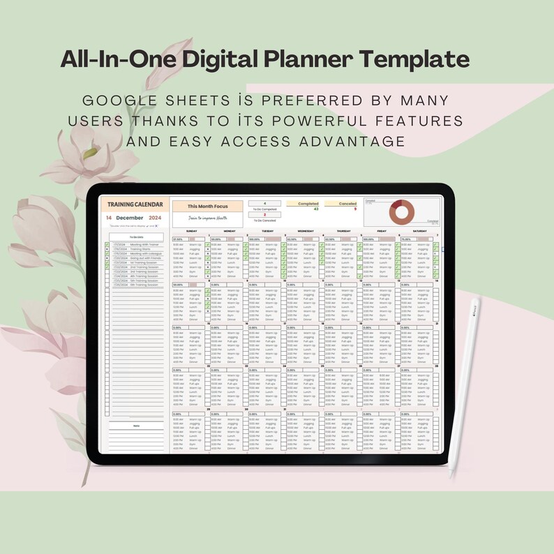 Training Calendar Template, Editable Google Sheets, Digital Download ...