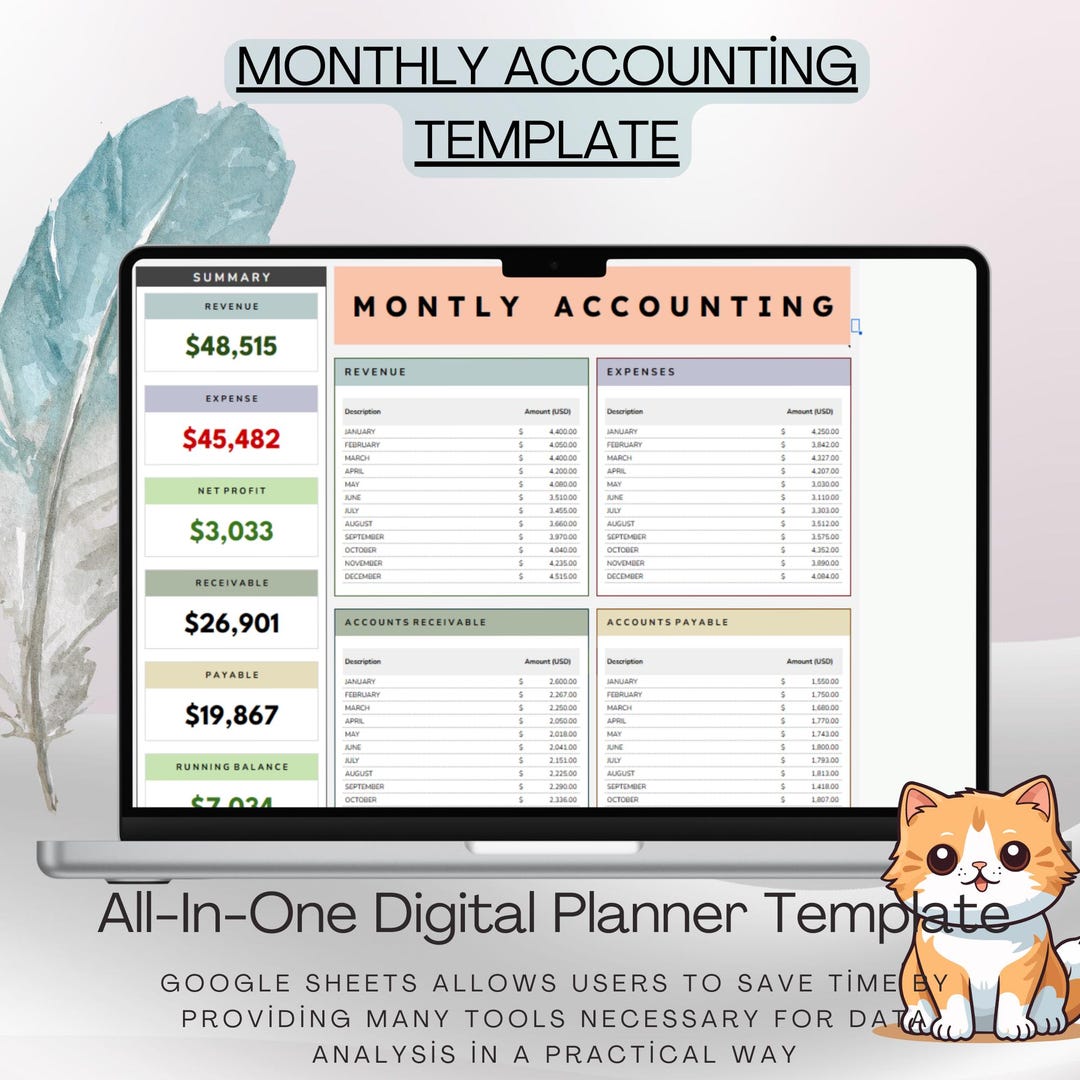 Monthly Accounting Template, Google Sheets for Budgeting and Expense ...