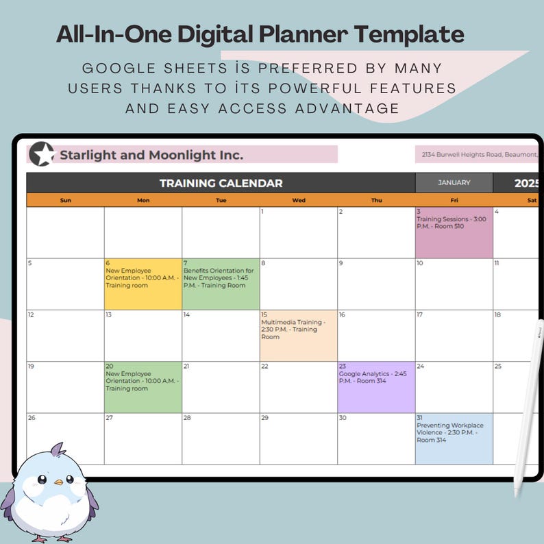 HR Training Calendar Template, Employee Development Planner, Google ...