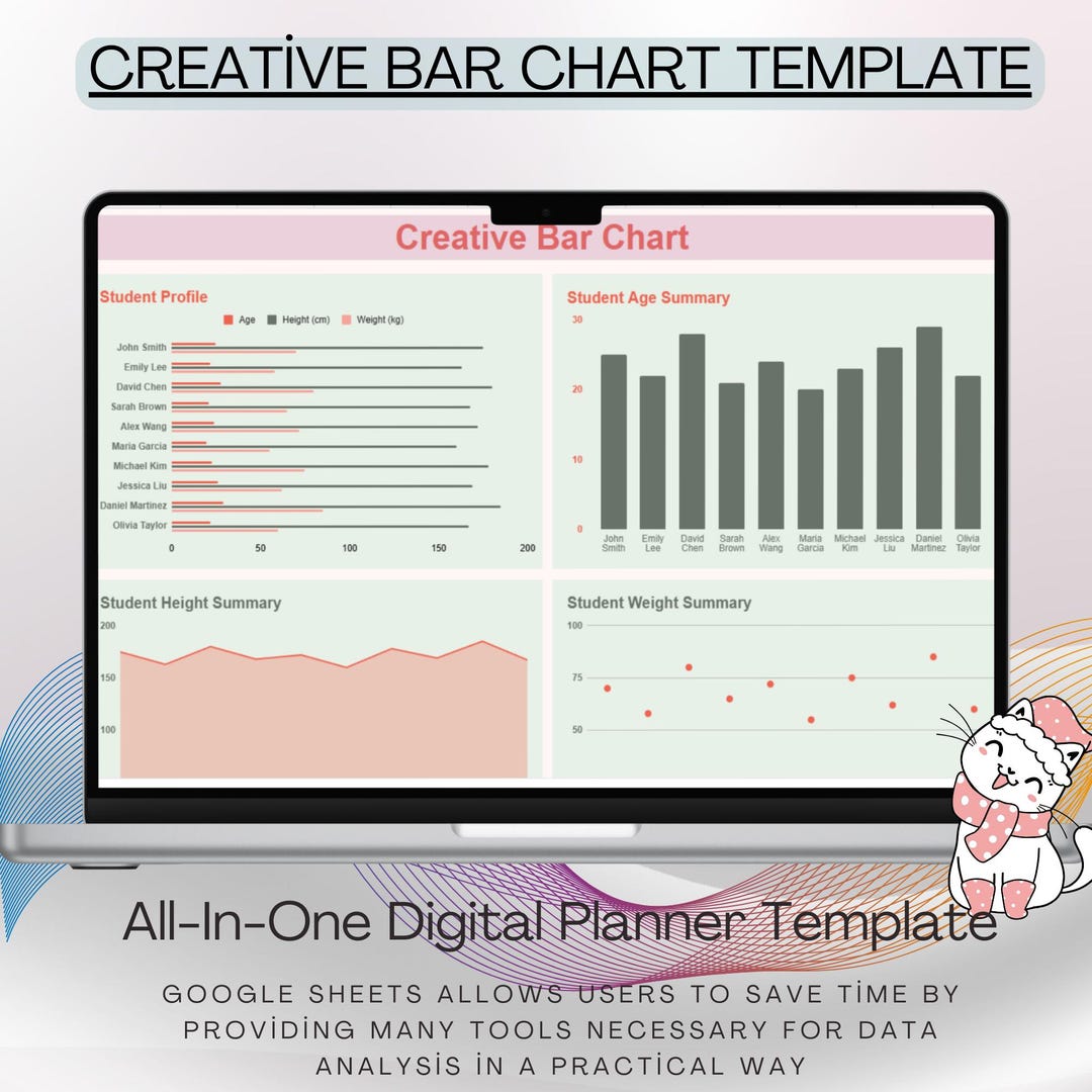 Creative Bar Chart Template, Google Sheets, Editable Data Visualization, Digital Download ...