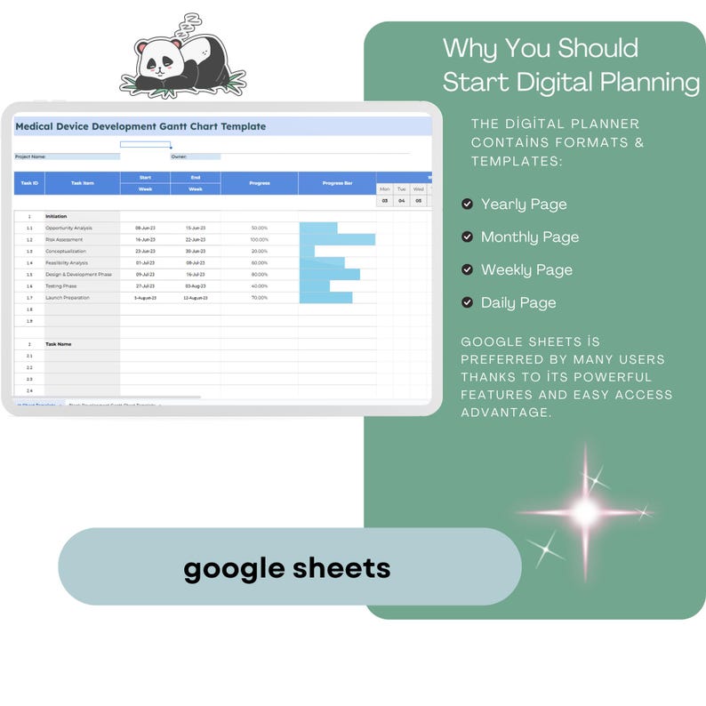 Medical Device Development Gantt Chart Template | Google Sheets ...