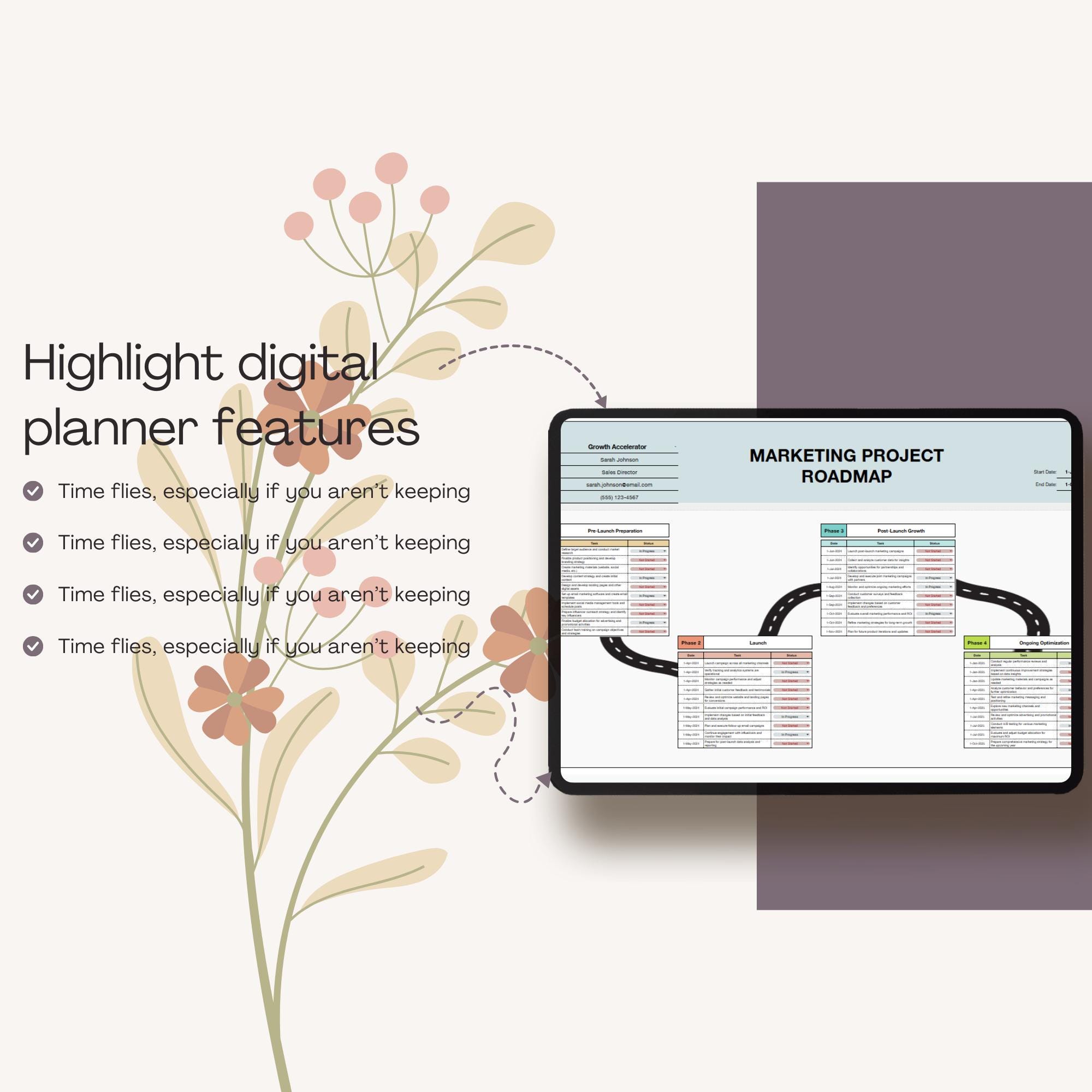 Construction Project Roadmap Template, Editable Google Sheets, Digital ...