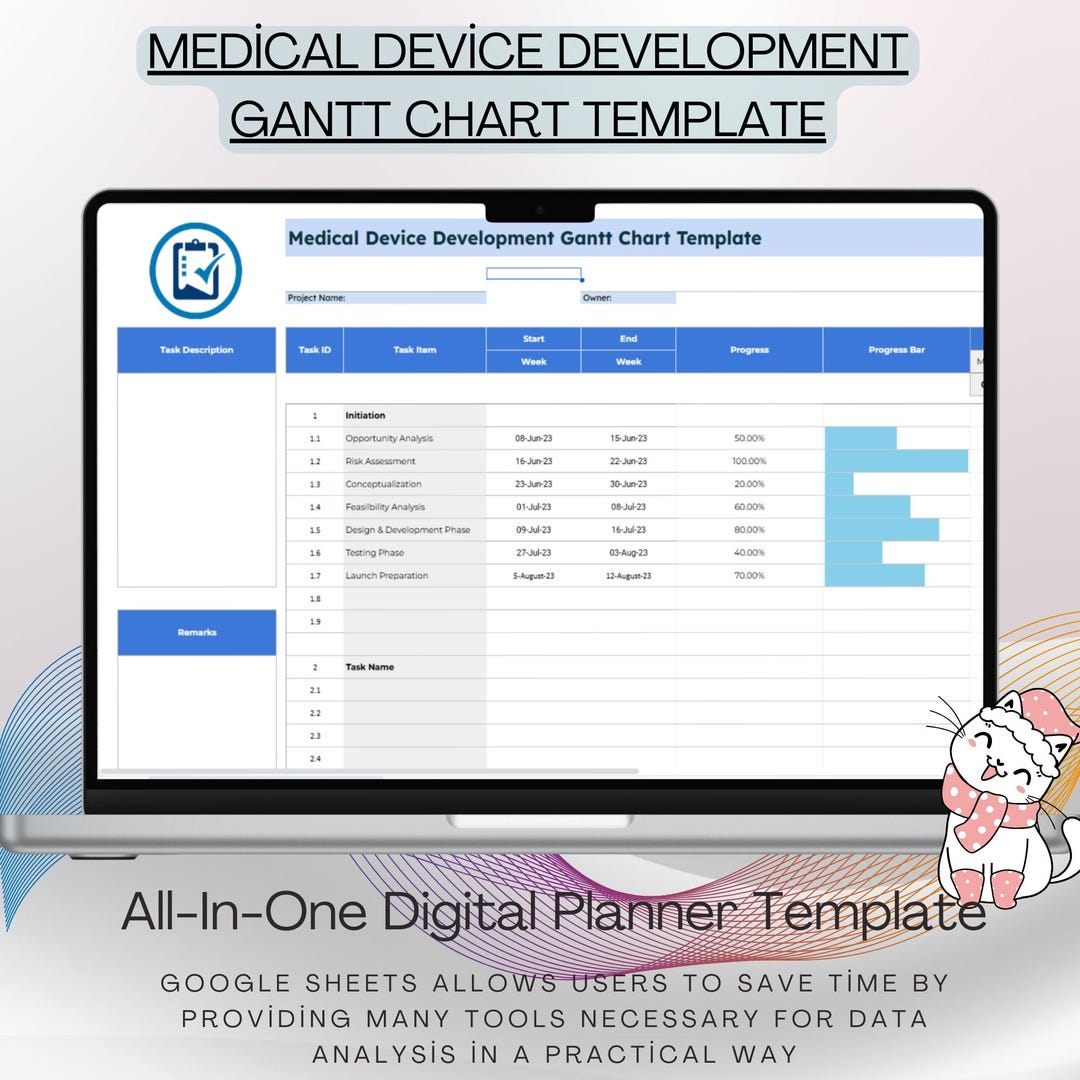 Medical Device Development Gantt Chart Template | Google Sheets ...
