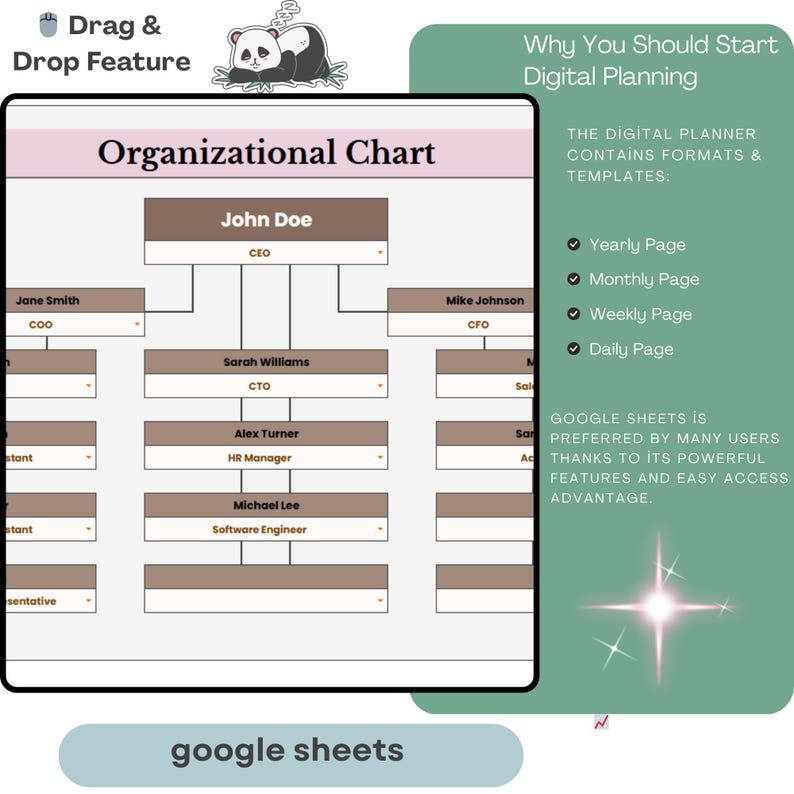 Organizational Chart Template Google Sheets, Editable, Easy to Use ...
