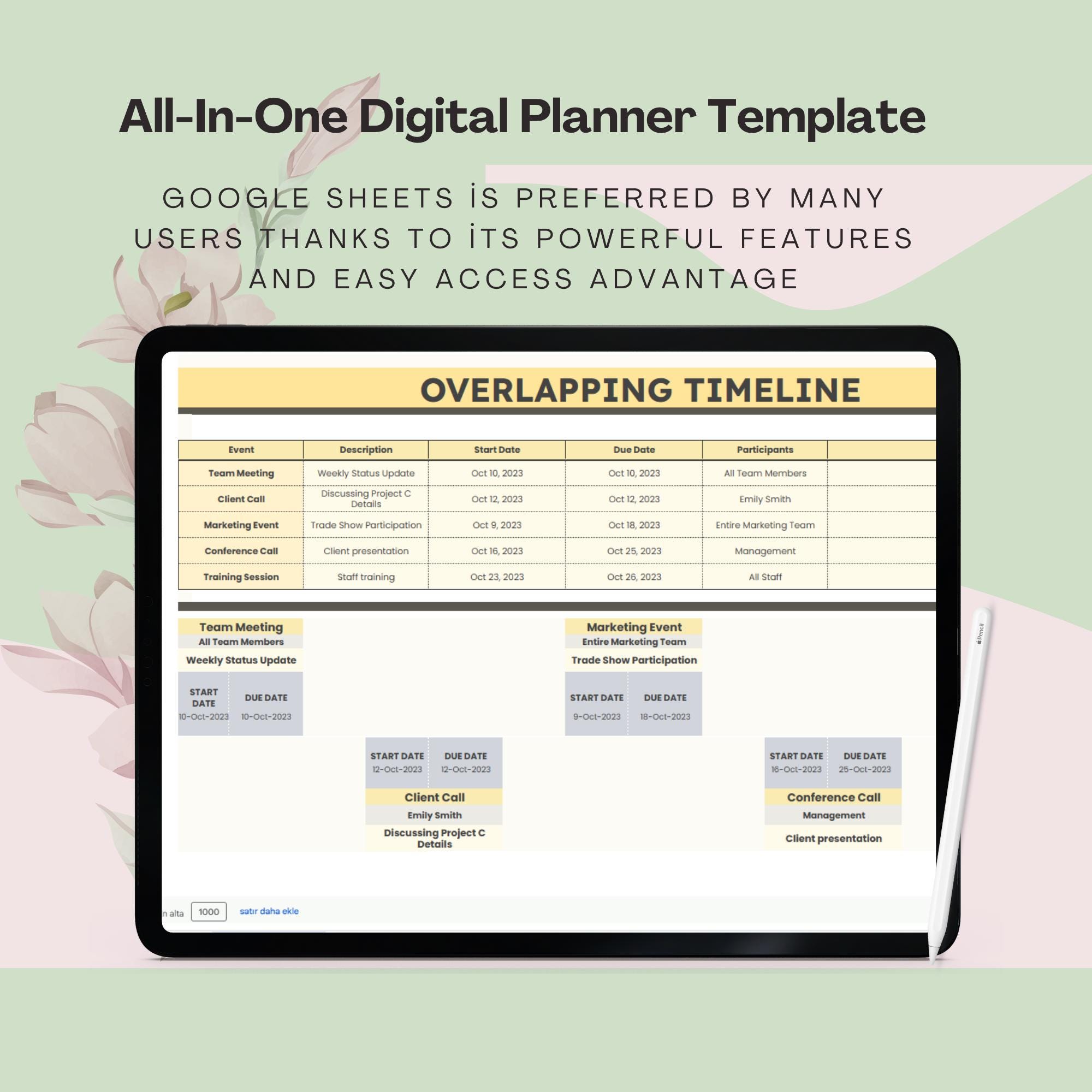 Overlapping Timeline Template, Digital Download, Editable, Easy to Use ...