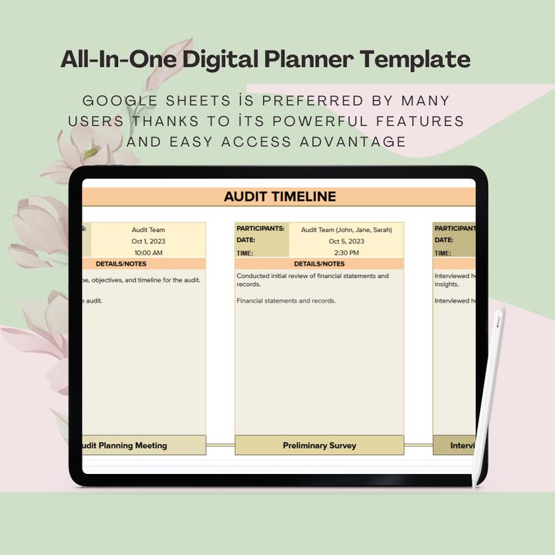Audit Timeline Template, Digital Download, Editable Google Sheets, Easy ...