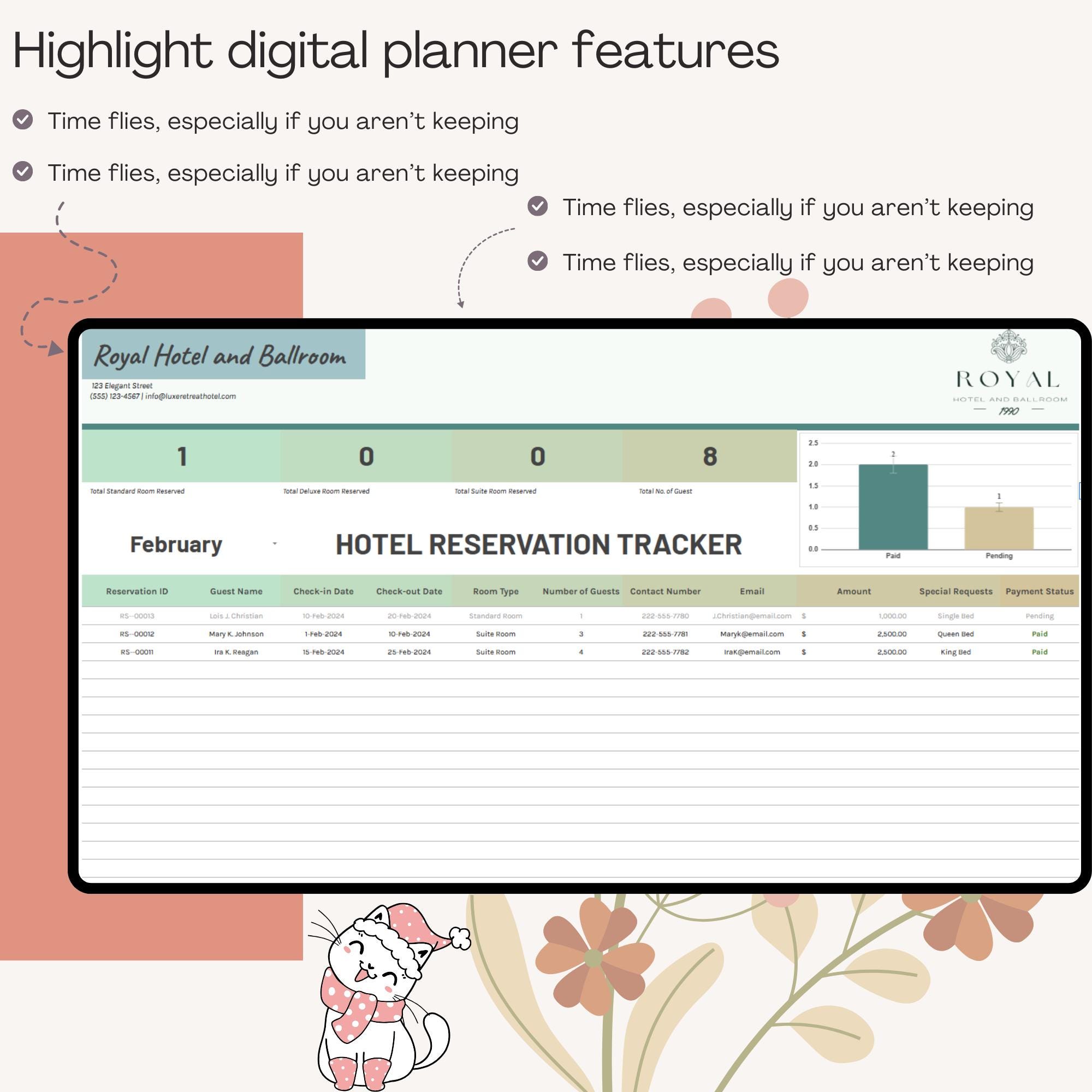 Hotel Reservation Tracker Template, Editable Google Sheets Template ...