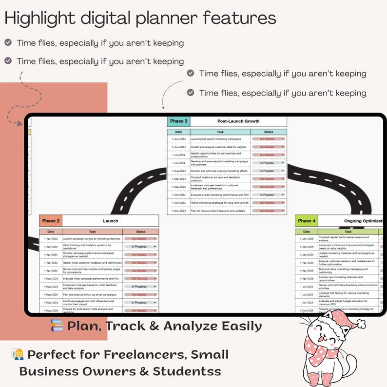 Construction Project Roadmap Template: Google Sheets Planner (digital ...