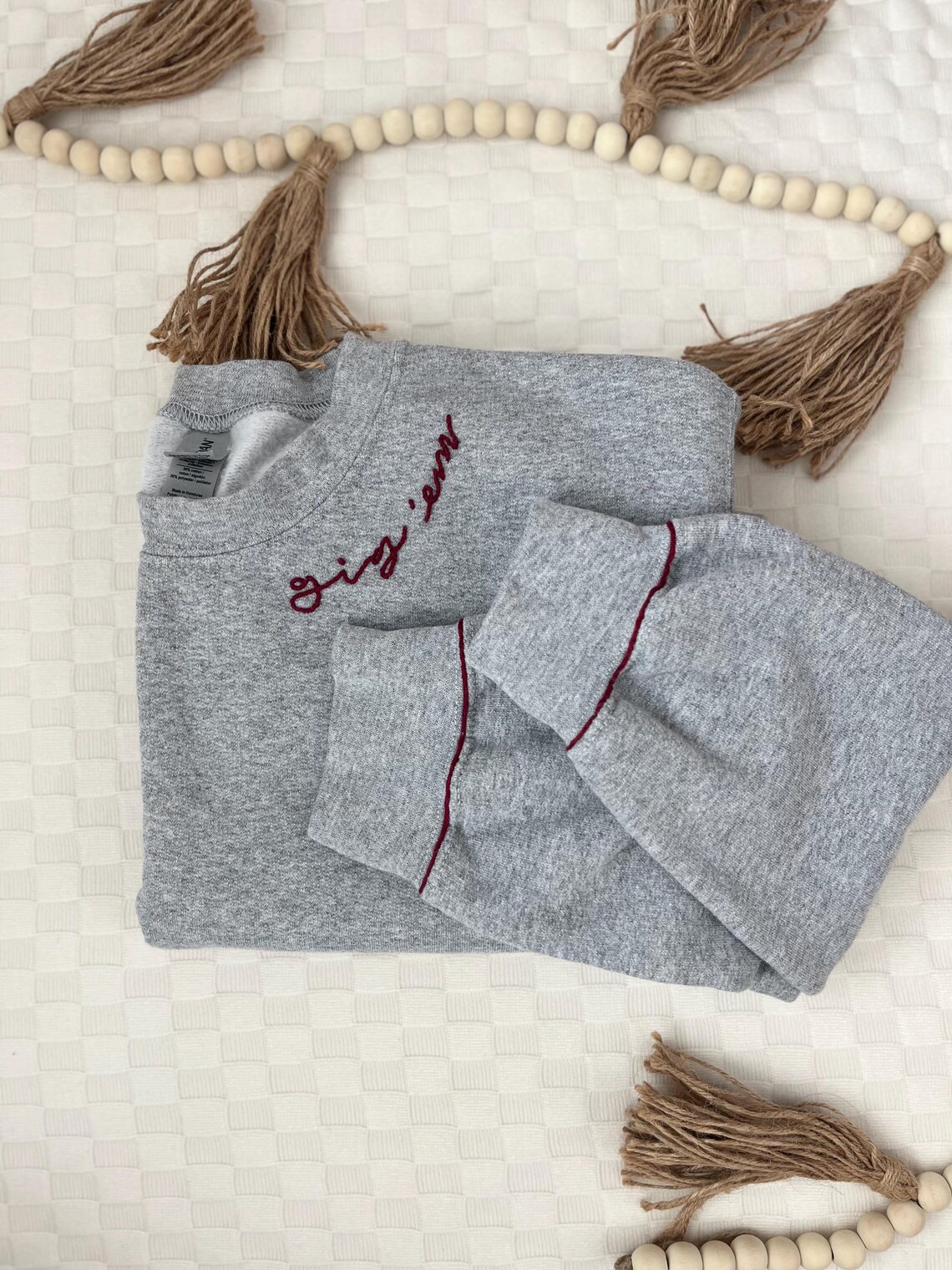 Custom Hand-embroidered Neckline Sweatshirt - Etsy