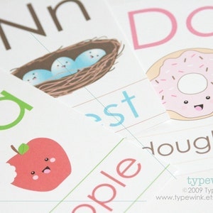 Cute Kawaii ABC Alphabet Flash Cards - Printable PDF - Etsy