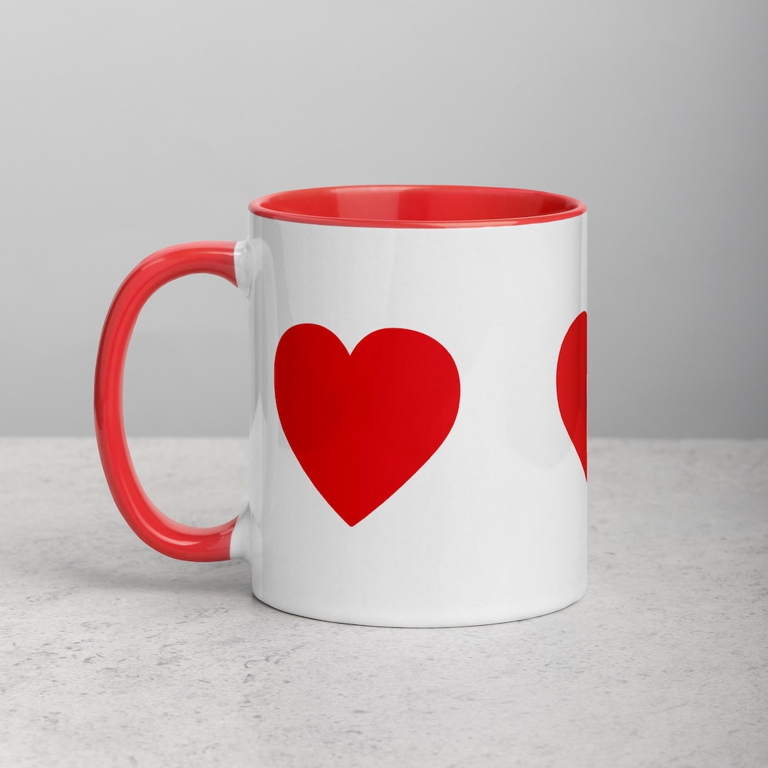 Red Heart Mug With Color Inside - Etsy