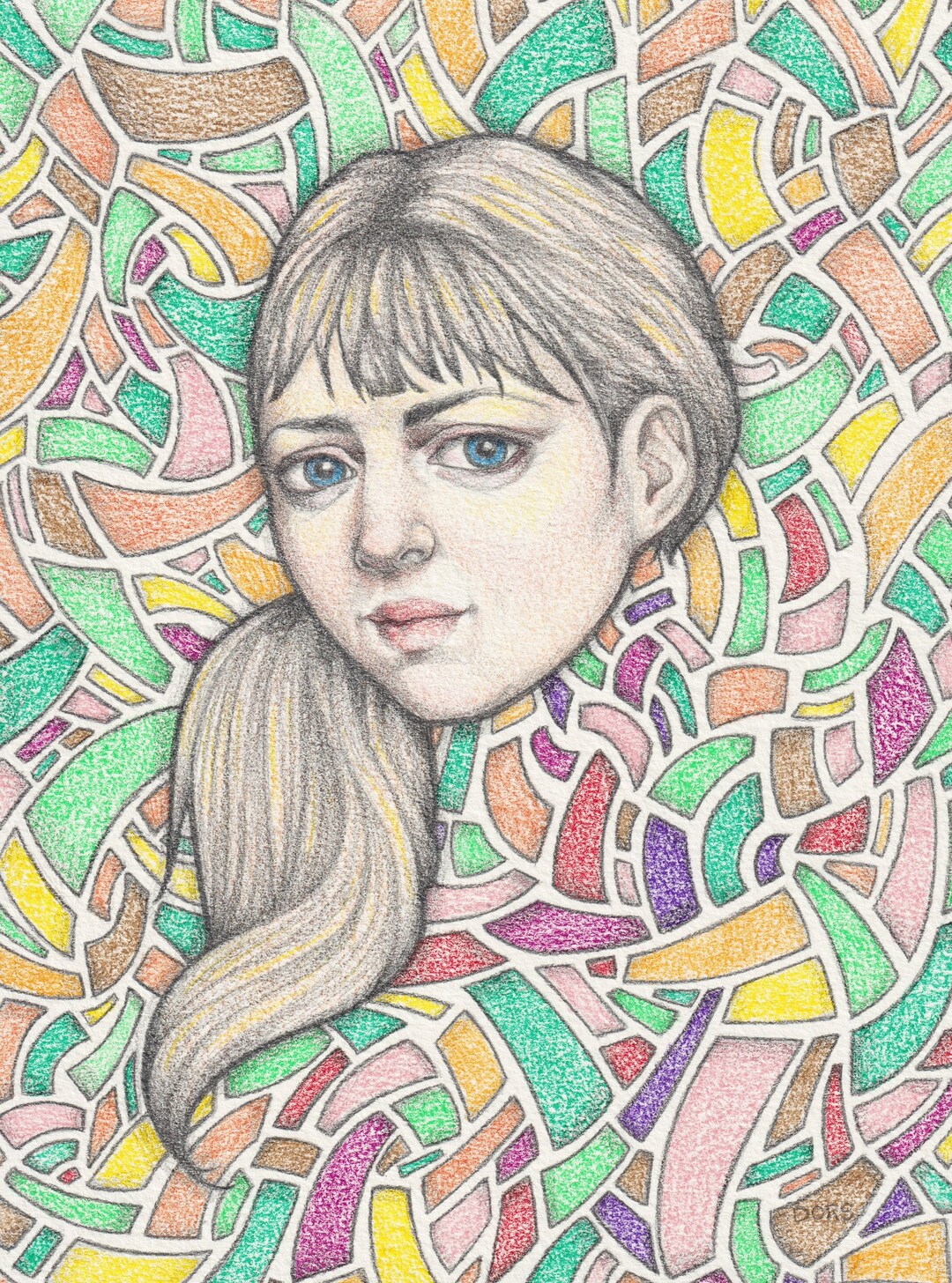 Portrait of a Woman, Colorful Drawing, Original Art, Kelsey by Kristyn ...