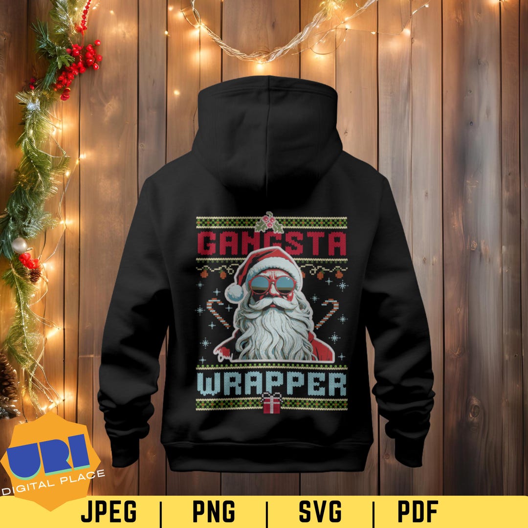 Gangsta Wrapper PNG, Sublimation Design, Santa Gangsta SVG, Funny Santa ...