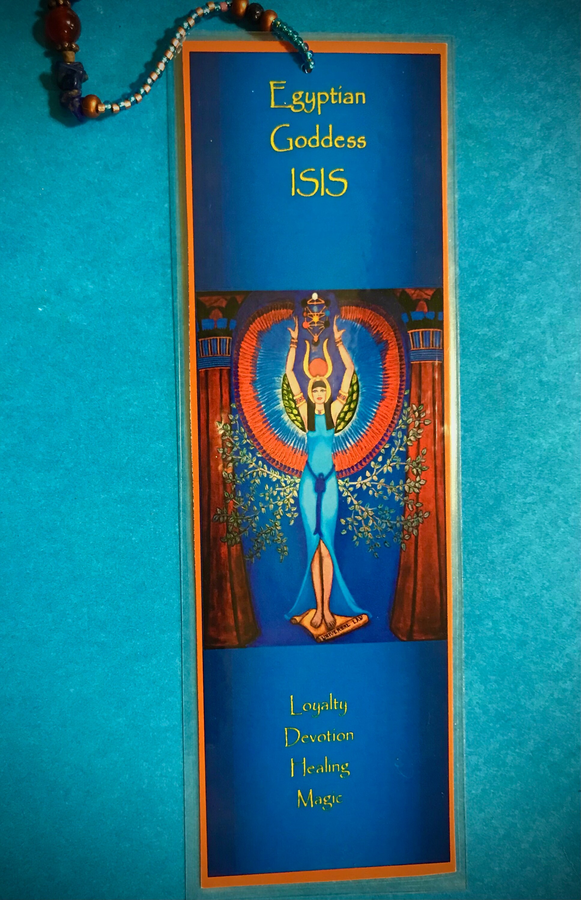 Egyptian Goddess Isis, Original Print Bookmark, Beaded Bookmark, Isis ...