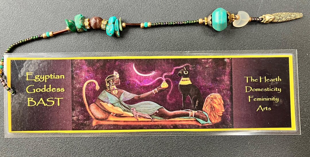 Egyptian Goddess Bast (original Print) Bookmark Beaded - Etsy
