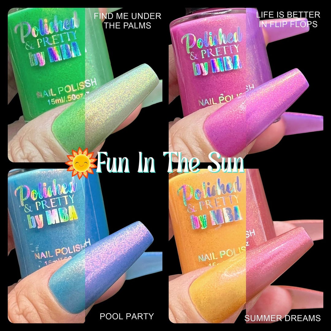 Fun in the Sun Multichrome Shimmer Solar Nail Polish Quad Blue, Green ...