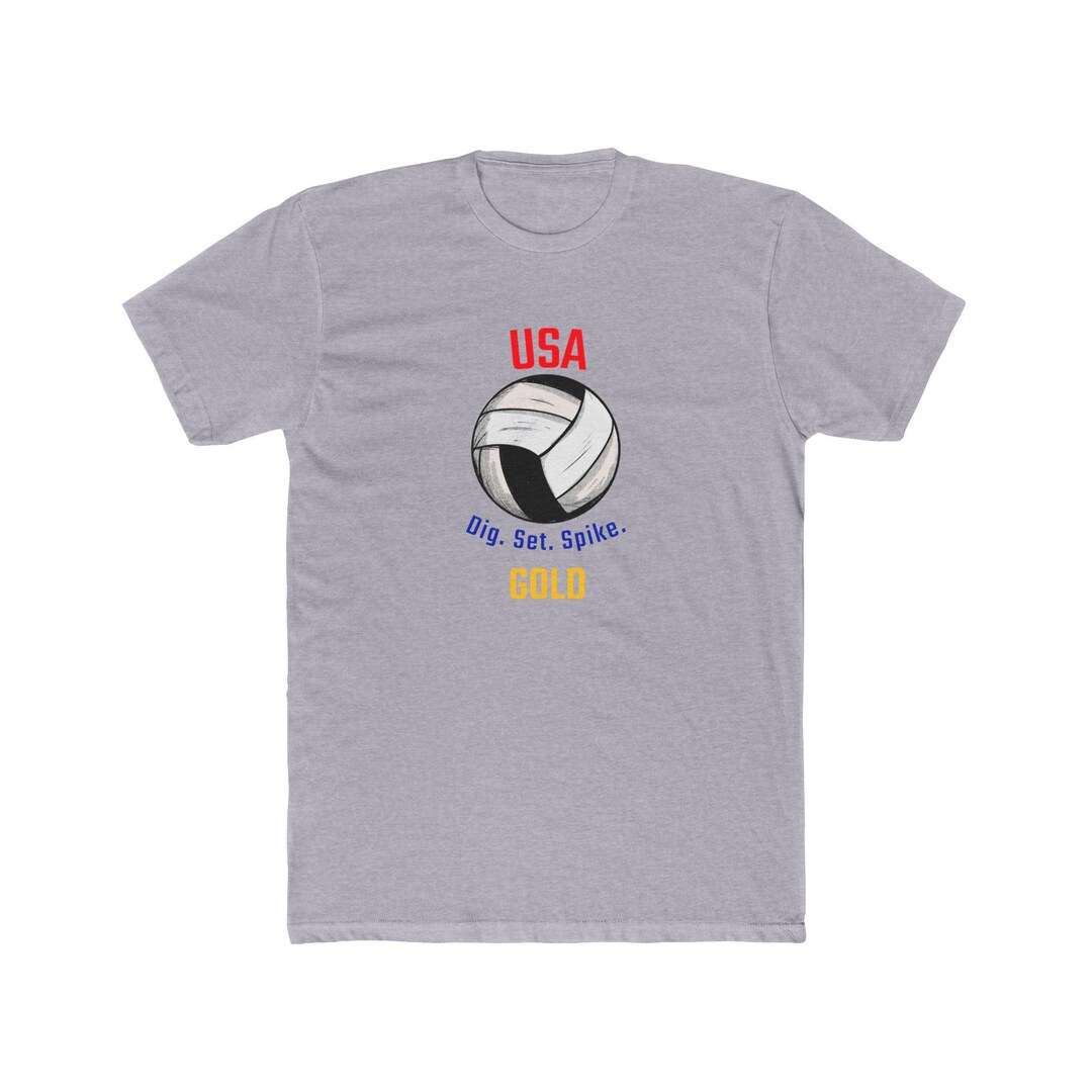 USA. Dig. Set. Spike. Gold Front Design Only. Unisex Cotton Crew Tee - Etsy