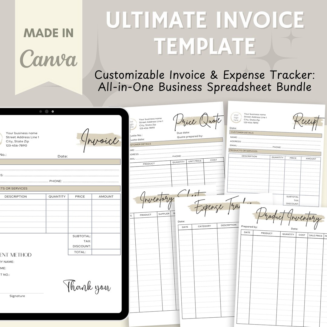 Ultimate Invoice Template Customizable Invoice & Expense Tracker Budget ...
