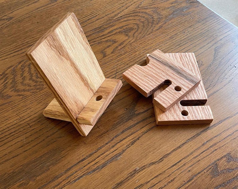 Handmade Oak Wood Phone Stand - Etsy