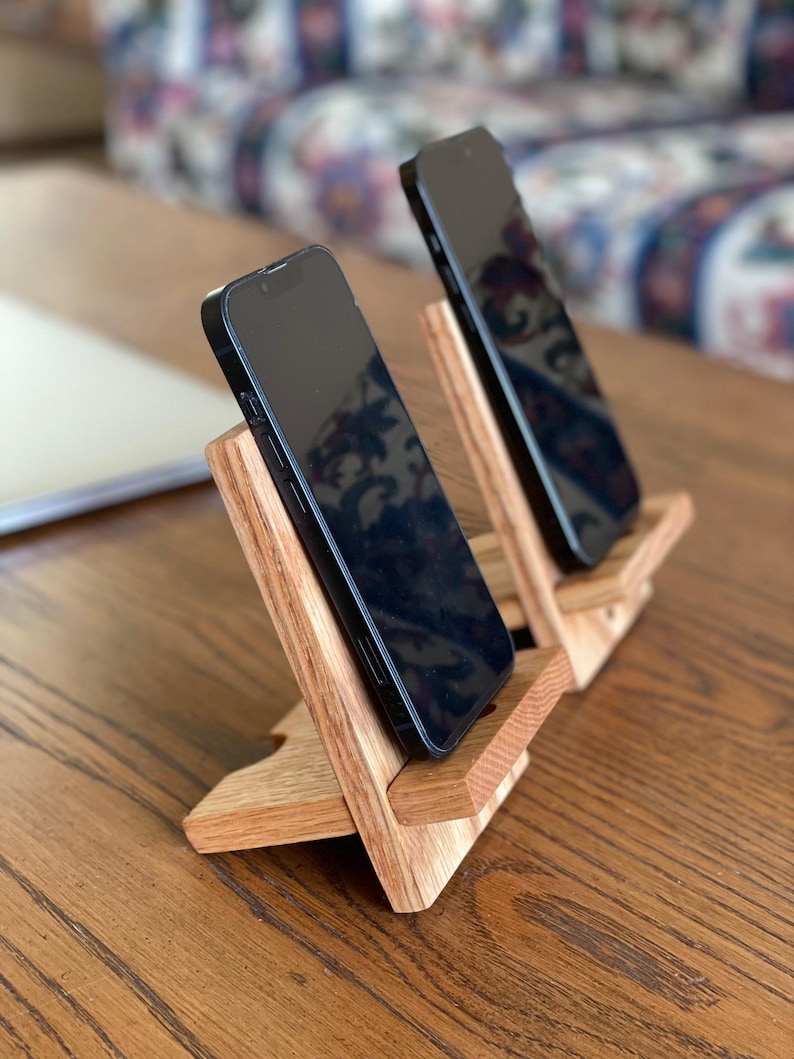Handmade Oak Wood Phone Stand - Etsy