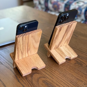 Handmade Oak Wood Phone Stand - Etsy