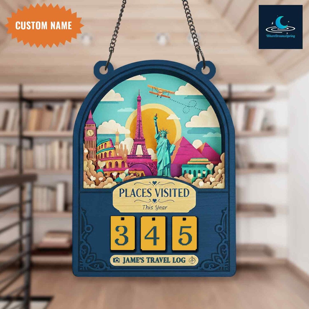 Personalized Travel Tracker Sign, Map Suitcase, Country Travel Tracker ...