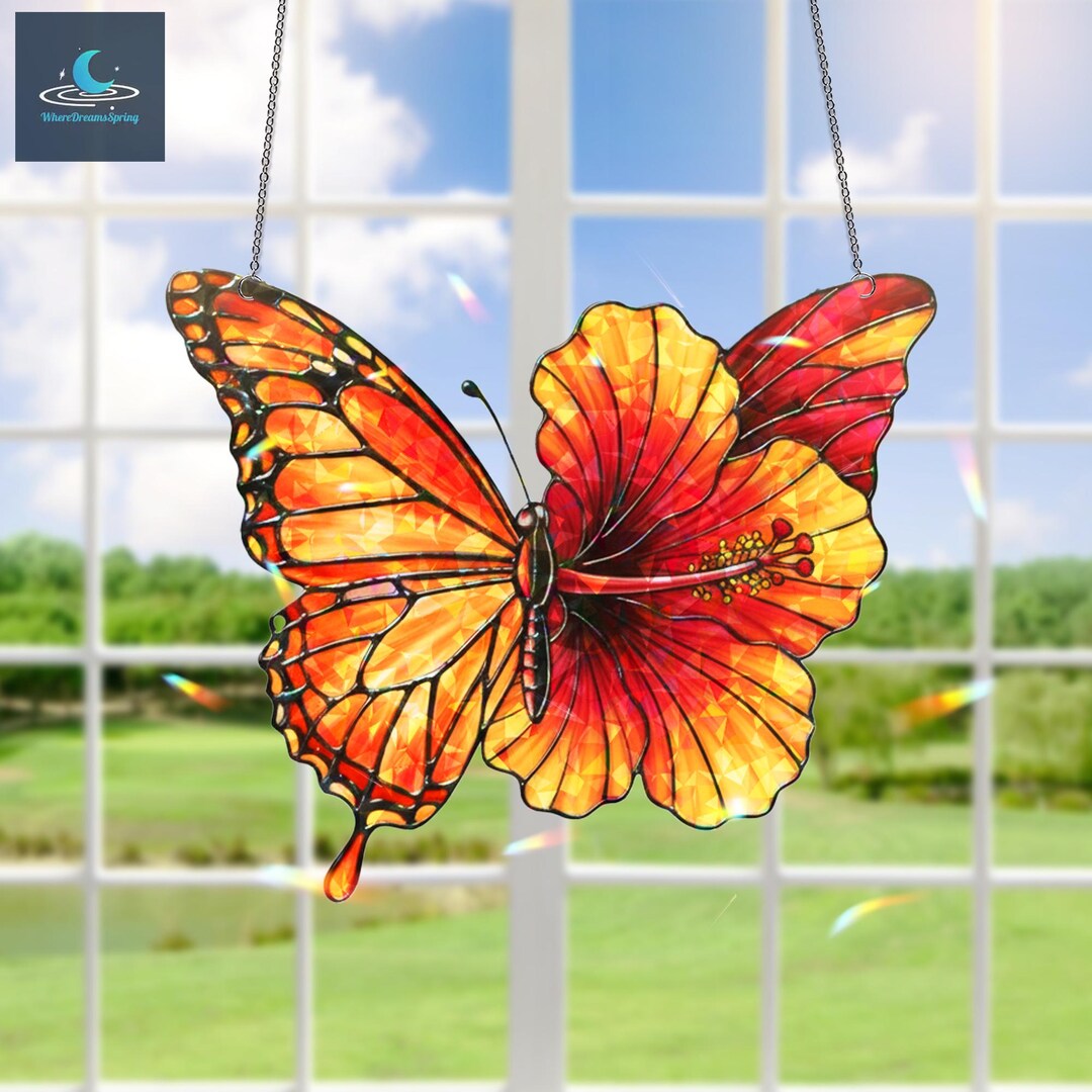 Butterfly Hologram Window Hanging, Colorful Butterfly Art, Holographic ...
