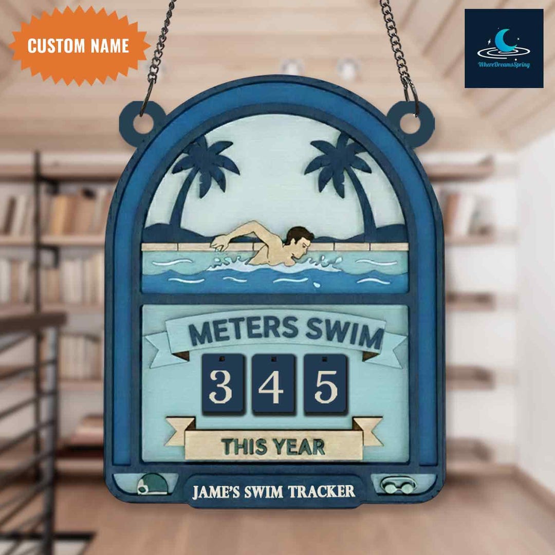Personalized Swimming Meter Tracker Sign, Swimmer Progress Sign, Pool ...