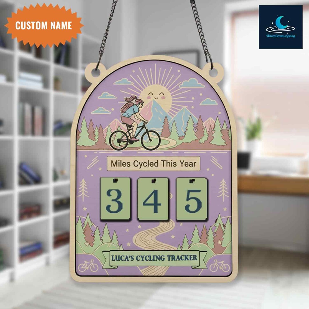 Personalized Cycled This Year Tracker Sign, Custom Miles Ridden Board ...