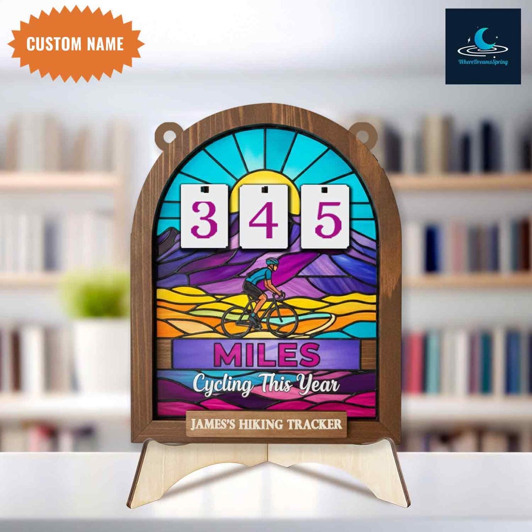 Custom Cycling Miles Tracker Sign, Bike Journey Counter, Personalized ...