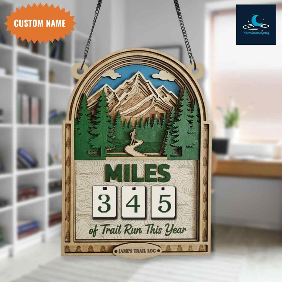 Personalized Run Miles Tracker Sign, Running Log Sign, Yearly Mileage ...