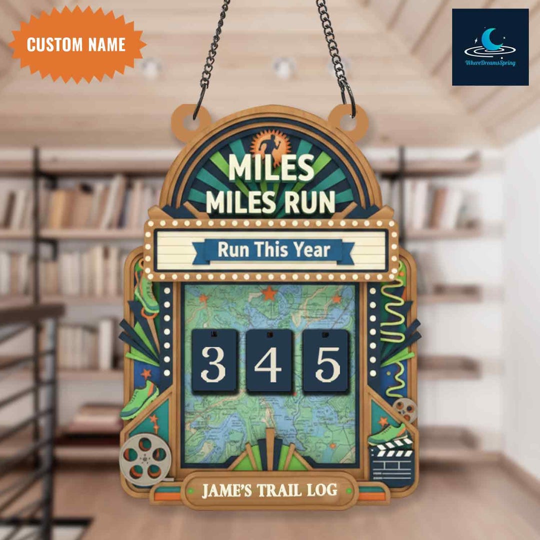 Personalized Running Miles Tracker Sign, Yearly Mileage Tracker, Custom ...