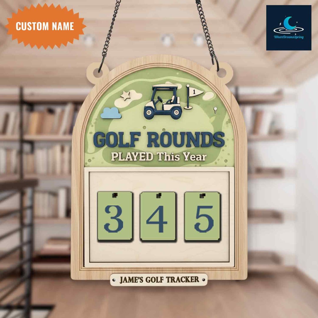 Personalized Golf Rounds Tracker Sign, Yearly Score Log Decor, Golf ...