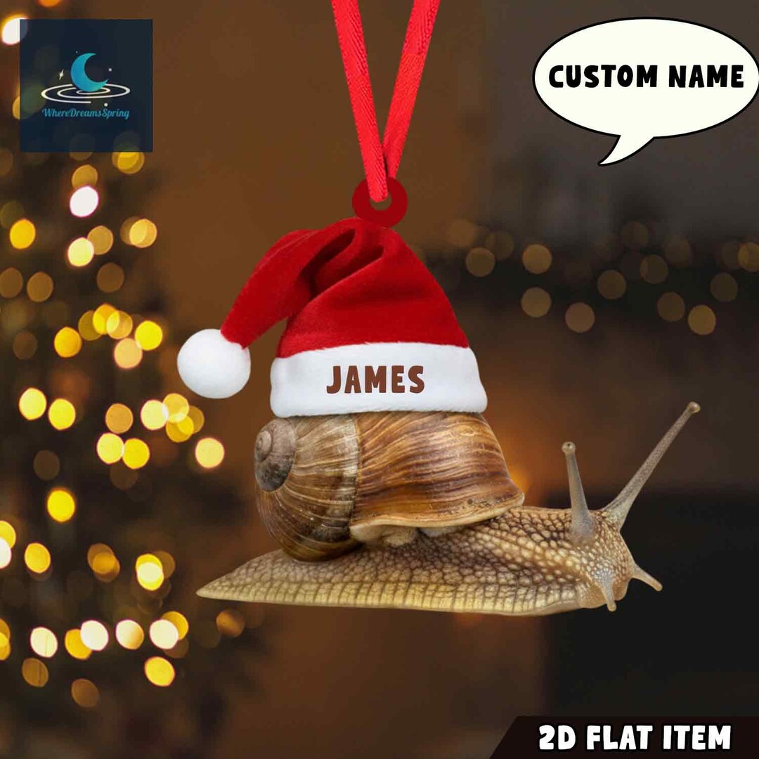 Personalized Snail Christmas Ornament, 2D Flat Snail Xmas Ornament ...