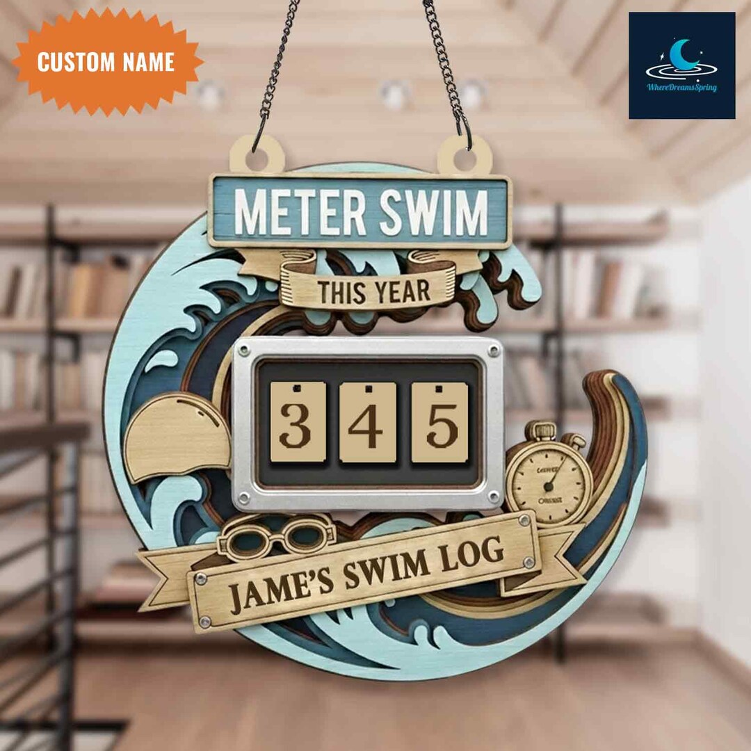 Personalized Swimming Meter Tracker Sign, Custom Swim Log Sign, Swimmer ...