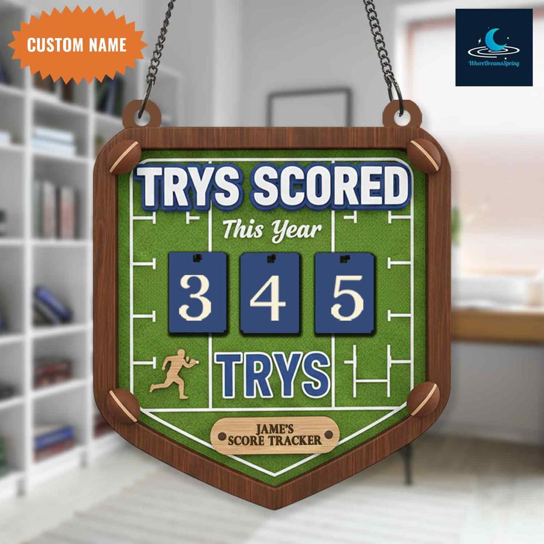 Custom Rugby Tries Scored Tracker Sign – Personalized Wooden Sports ...
