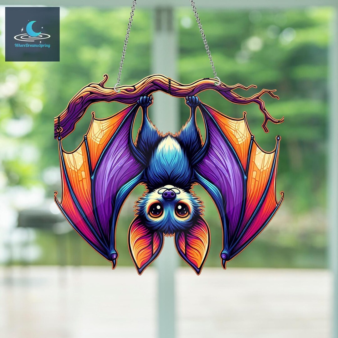 Bat Acrylic Window Hanging, Bat Gothic Window Decor, Bat Lovers Gift ...