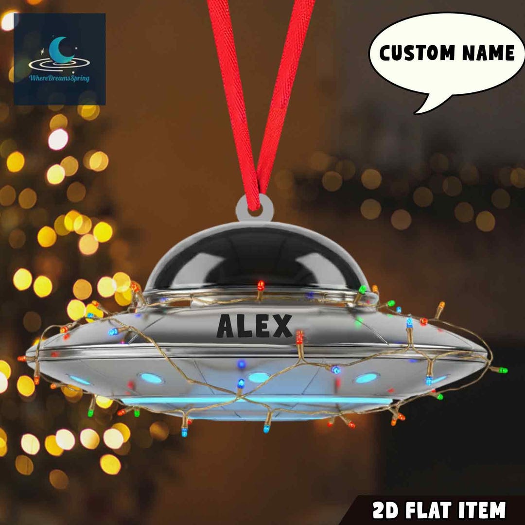 Personalized UFO Christmas Ornament, UFO With Led Light Ornament, Tree ...