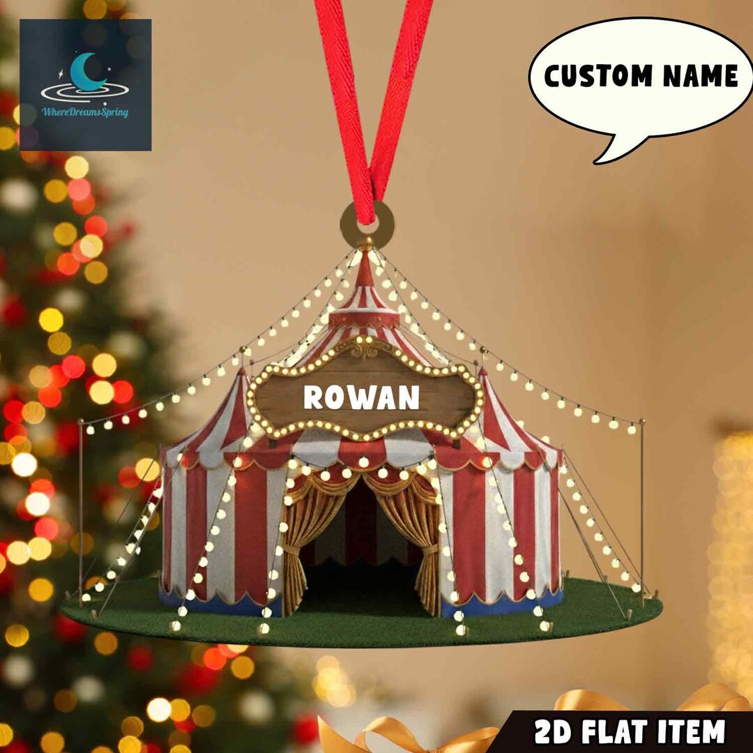 Personalized Circus Tent Christmas Ornament, Circus Christmas Ornament ...