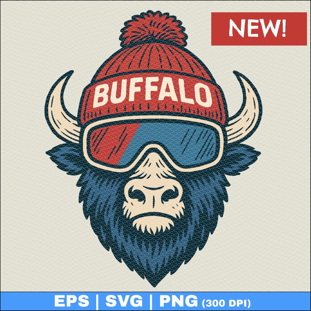 Buffalo Football Bison Head SVG: Mafia Design, Winter Hat, Ski Goggles ...