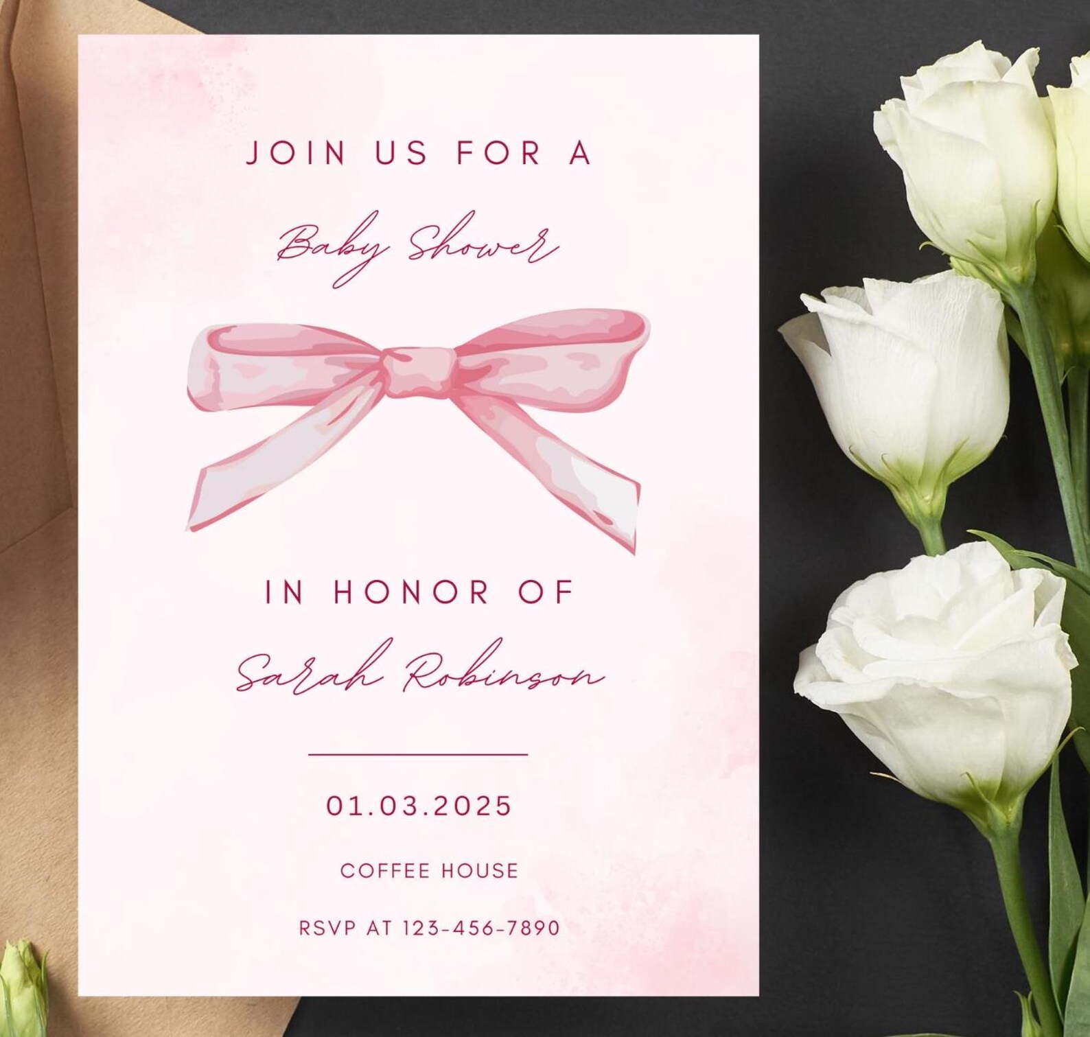 Editable Pink Baby Girl Welcome Invitation Template - Etsy